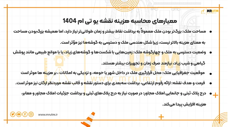 هزینه نقشه utm در سال 1404 + جدول تعرفه نقشه یو تی ام